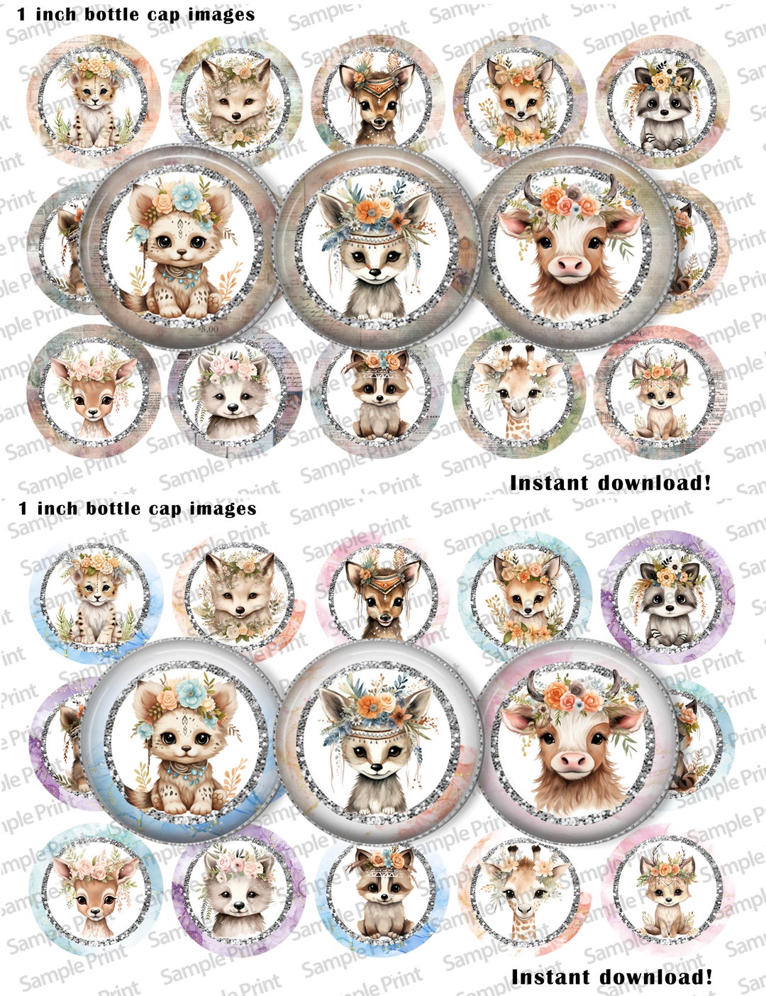 Animal BCI - Animal Images - Boho Animals - Boho Images - Bottle Cap ...