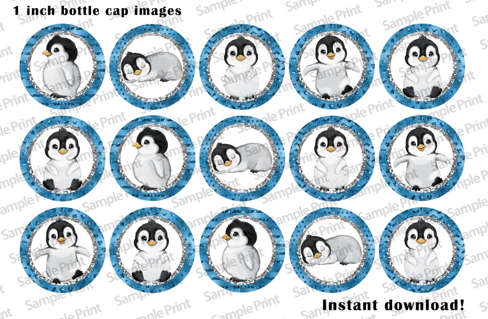 Penguin Images Penguin BCI Bottle Cap Images Glitter Images Glitter BCI ...