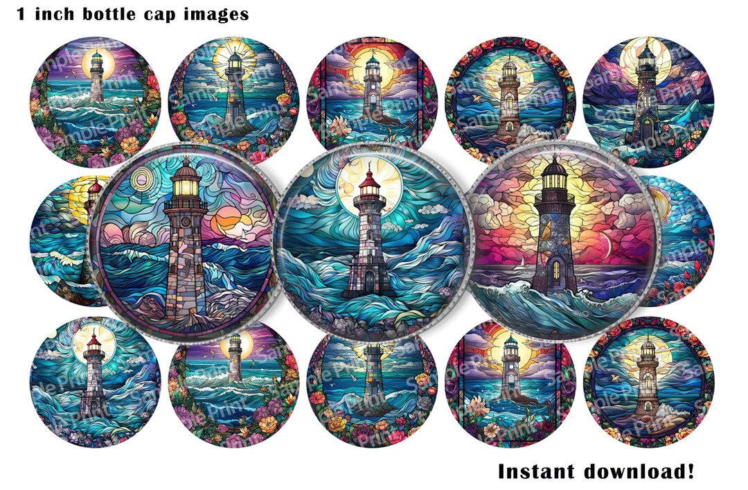 Lighthouse BCI - Lighthouse Images - Stained Glass - Bottle Cap Images ...