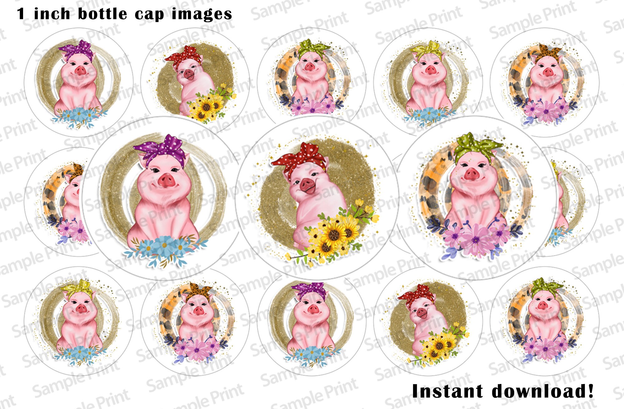 Pig BCI - Shabby Pig BCI - Bottle Cap Images - Sunflower Images - Farm ...