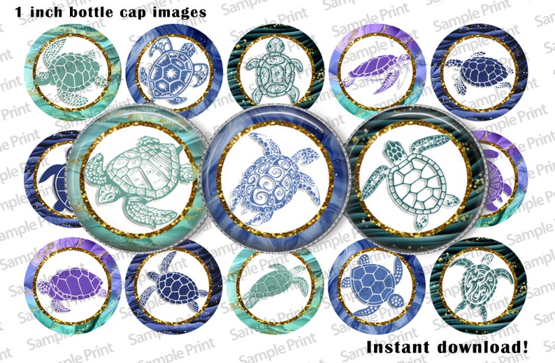 Turtle BCI - Sea Turtle Images - Ocean Life BCI - Bottle Cap Images ...