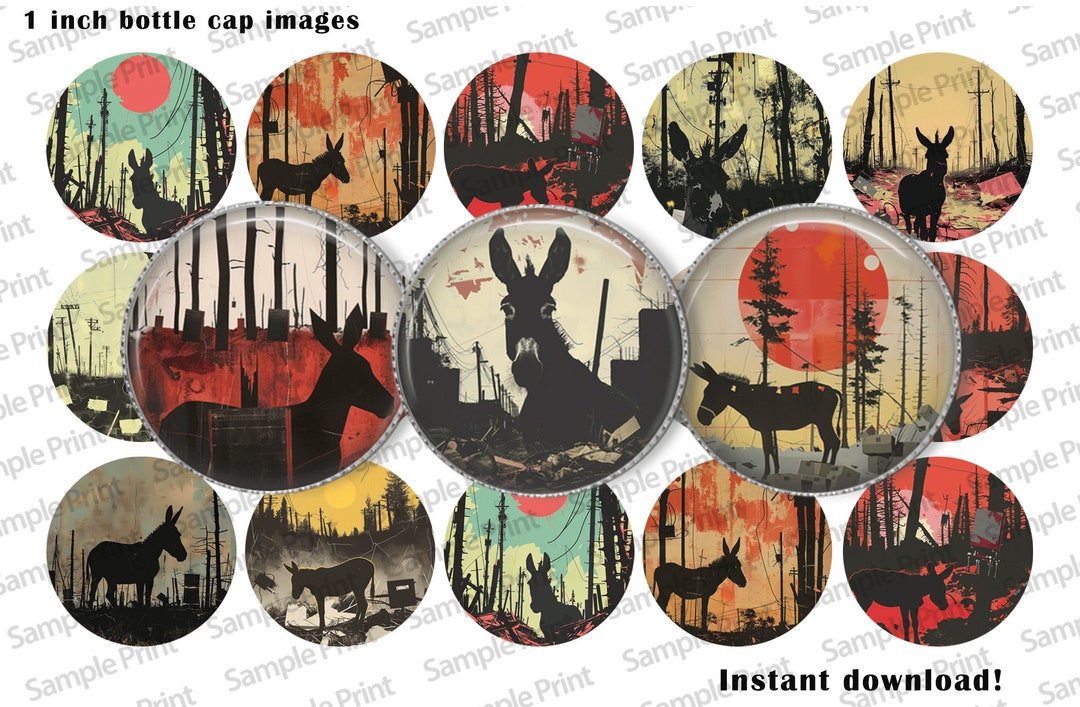Donkey Images - Donkey BCI - Bottle Cap Images - 25mm Cabochons - 1 ...