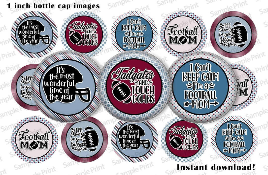 Football Images - Bottle Cap Images - 1 Inch Image - 4x6 Sheet ...
