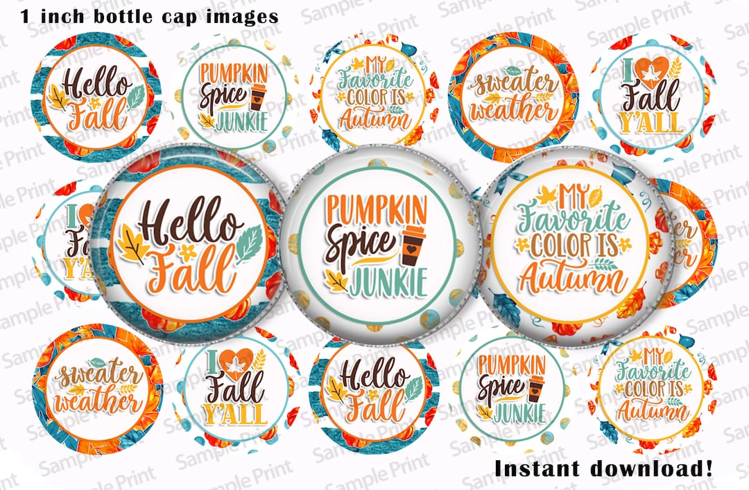 Fall BCI - Fall Y'all - Bottle Cap Images - 1 Inch Circles - Circle ...