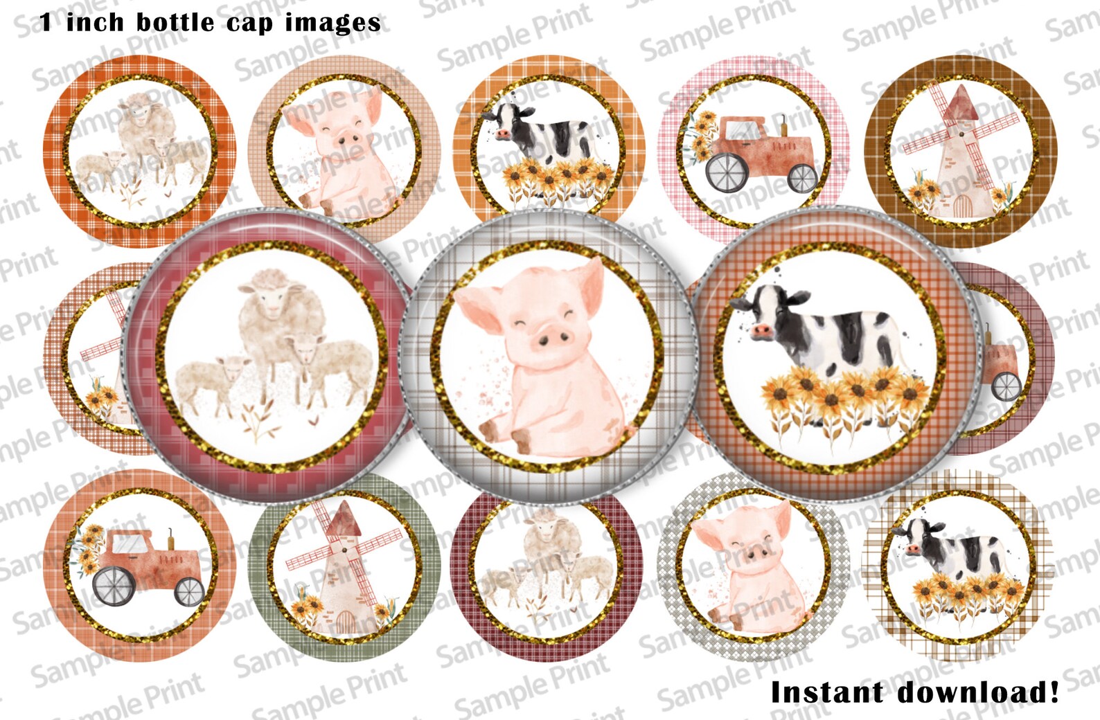 Farm Animal BCI Bottle Cap Images Farm Animal Images - Etsy
