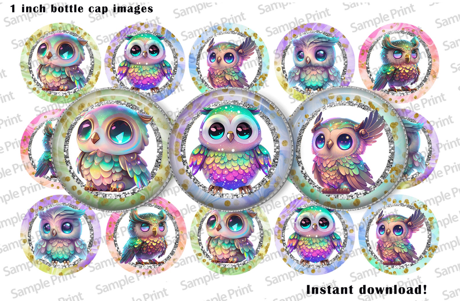 Owl Images - Owl BCI - 25mm Cabochons - Bottle Cap Images - 1 Inch ...