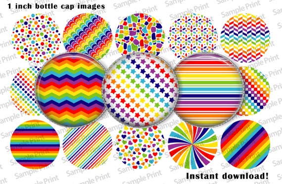 Rainbow Images Editable Rainbow BCI Bottle Cap Images - Etsy