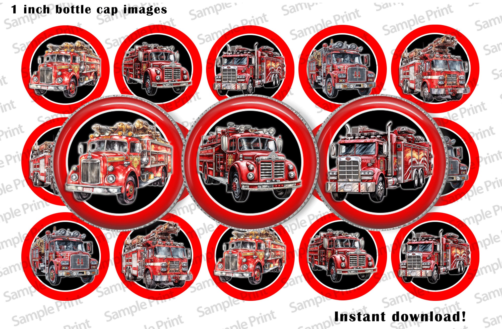 Firetruck Images - Firetruck BCI - Digital Collage Sheet - Digital ...
