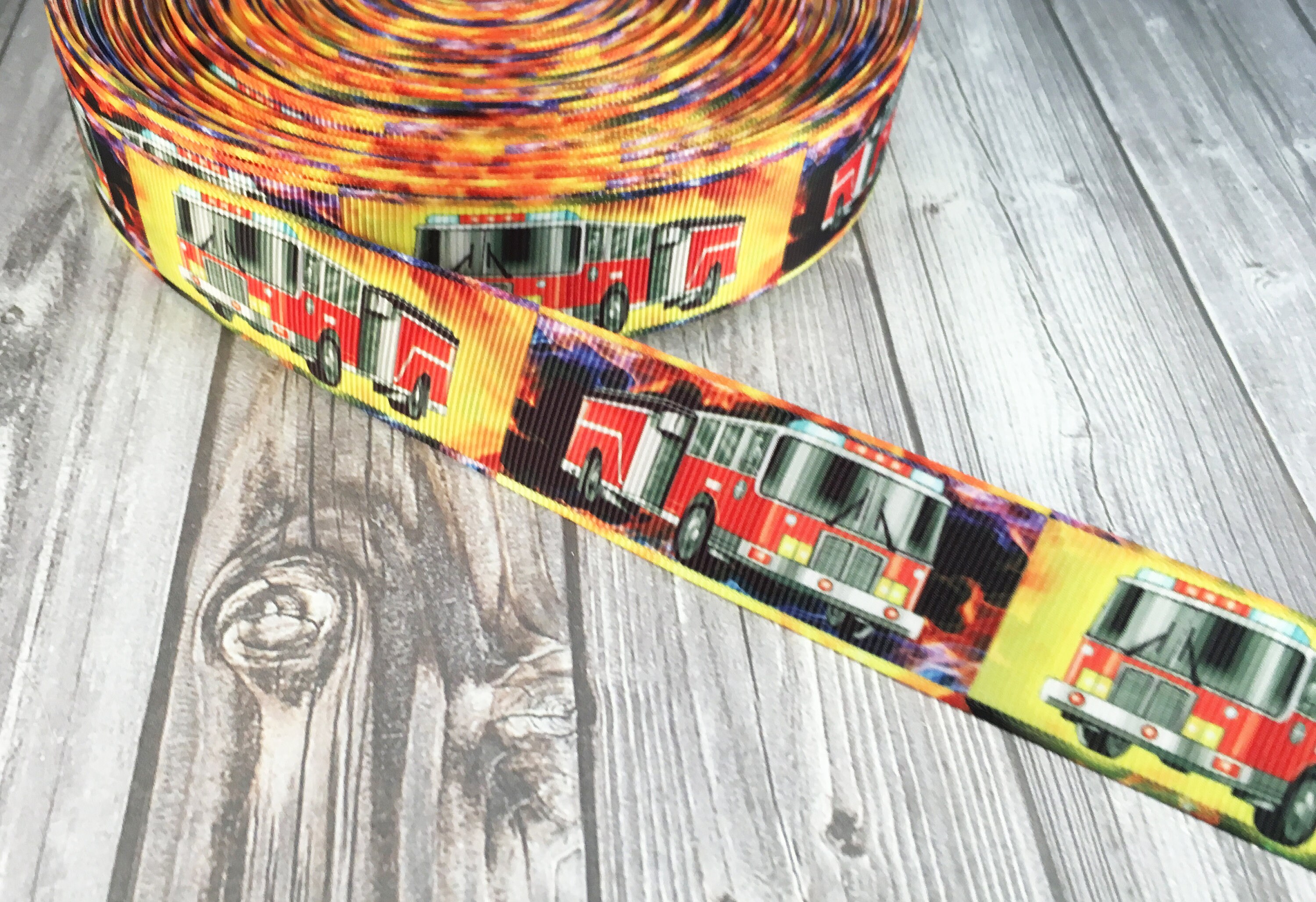 1 Fire truck ribbon Firemen ribbon Firefighter | Etsy