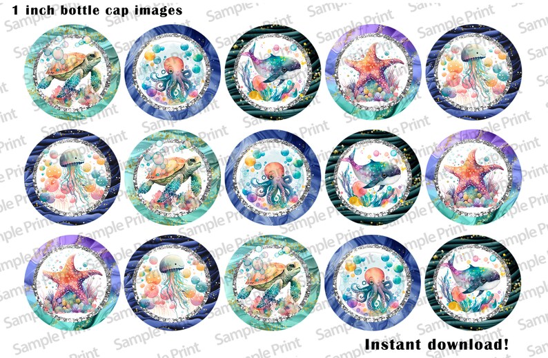 Sea Life BCI - Sea Animal Images - Bottle Cap Images - Under the Sea ...