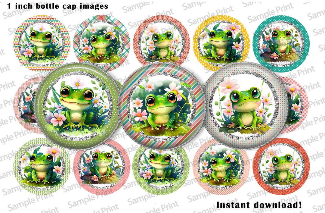 Frog Images - Frog BCI - Bottle Cap Images - Digital Collage Sheet ...