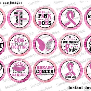 Breast Cancer BCI - Cancer Awareness - Bottle Cap Images - Pink Ribbon - We Wear Pink - 25mm ...