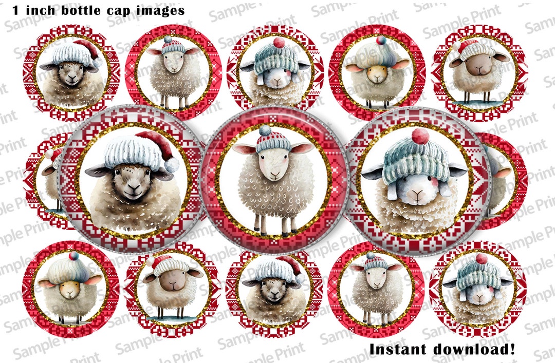 Christmas Sheep BCI - Sheep Images - Christmas Images - 25mm Cabochons ...