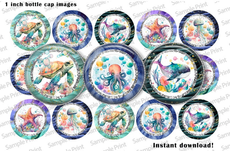 Sea Life BCI - Sea Animal Images - Bottle Cap Images - Under the Sea ...