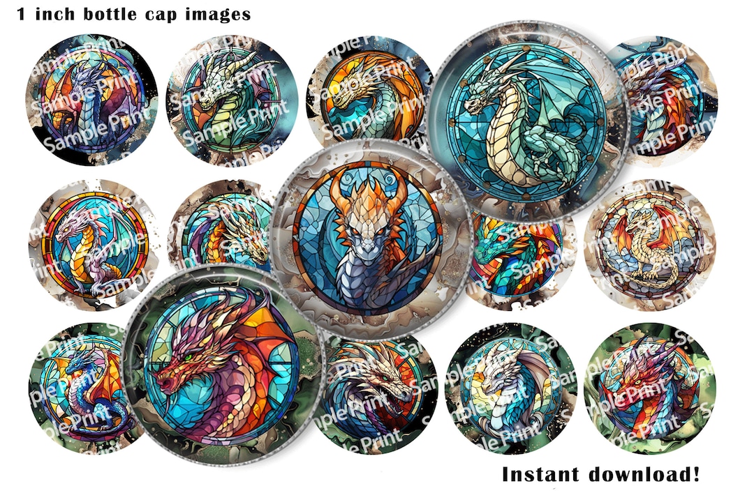 Dragon BCI - Dragon Images - Bottle Cap Images - 25mm Cabochons - 1 ...