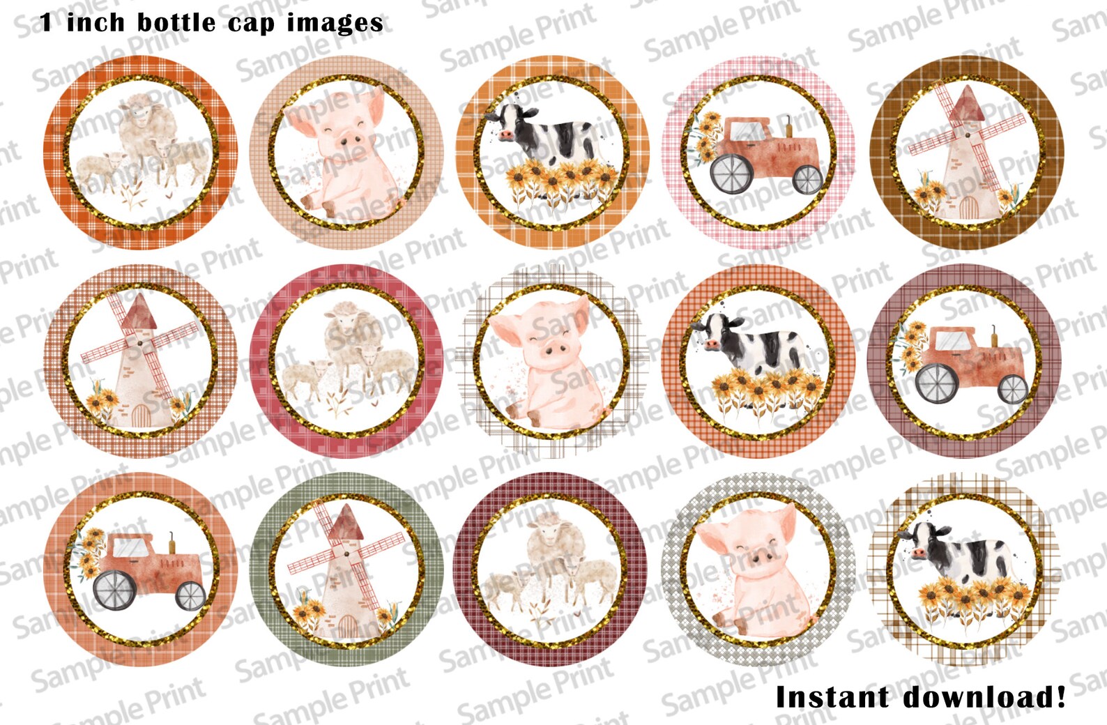 Farm Animal BCI Bottle Cap Images Farm Animal Images - Etsy