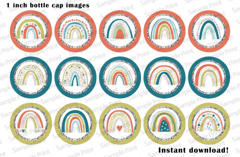 Rainbow BCI - Bottle Cap Images - Spring Images - Digital Image Sheet ...