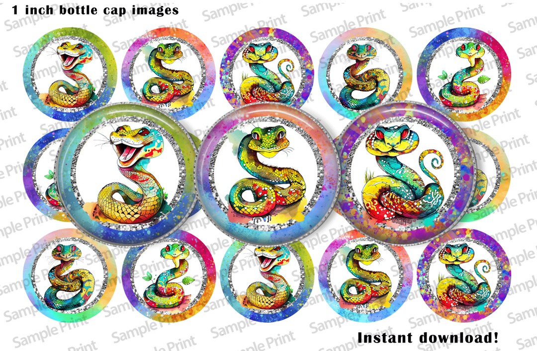 Snake Images Snake BCI Bottle Cap Images 1 Inch Circles 25mm Cabochons ...