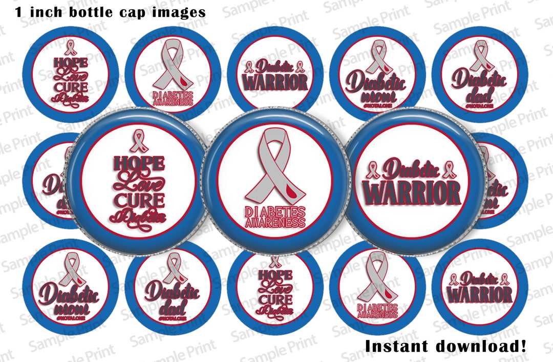 Diabetes BCI Bottle Cap Images Cure Diabetes November - Etsy