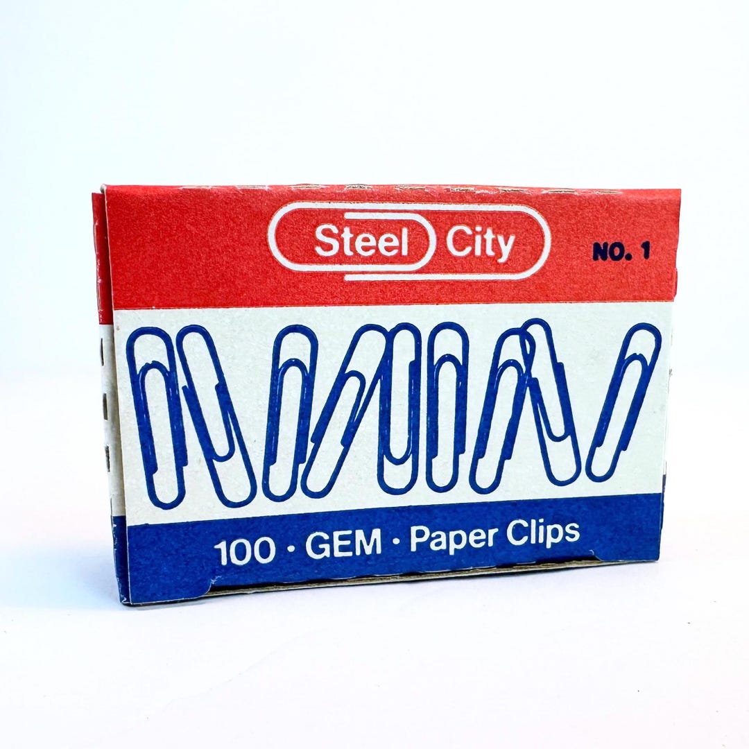 Steel City Gem Box of 100 Paper Clips Type 1 Size 1 Large Vintage New ...