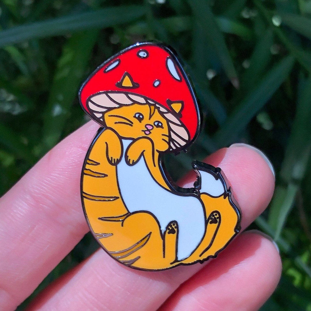 Red Tabby Mushroom Cat Pin Cute Cat Mushroom Hat - Etsy