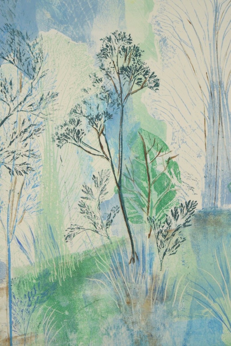 Vintage Mid-century Original Screenprint Abstract Botanical - Etsy