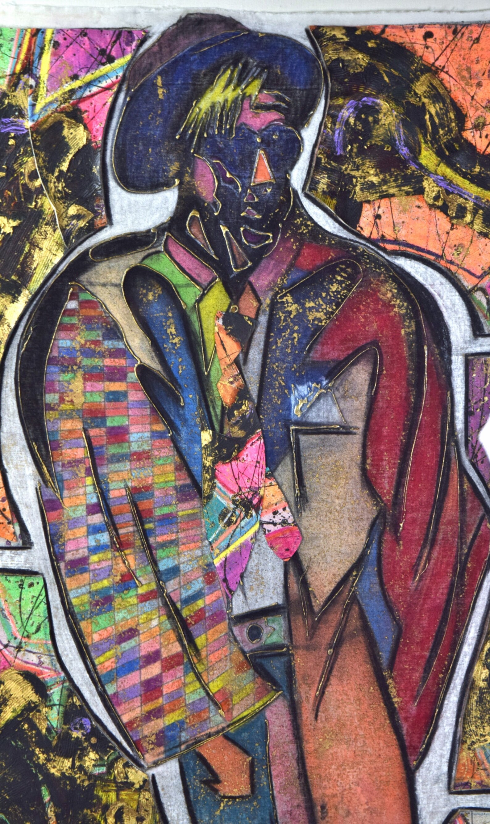 Huge Popi Cotrell Mixed Media Figurative Painting Man in - Etsy