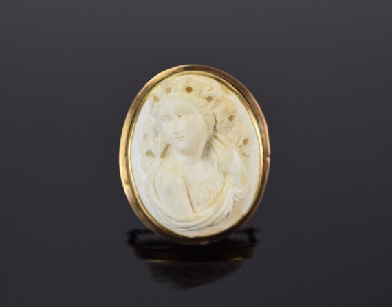 Victorian Grand Tour Bas-Relief Carved Lava 14k Gold … - Gem