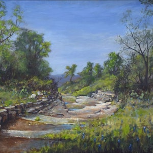 Vintage Landscape Oil Painting of Texas Hill Country mason Ravine by ...