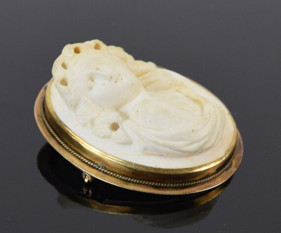 Victorian Grand Tour Bas-Relief Carved Lava 14k Gold … - Gem