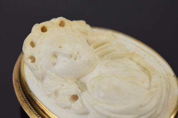 Victorian Grand Tour Bas-Relief Carved Lava 14k Gold … - Gem