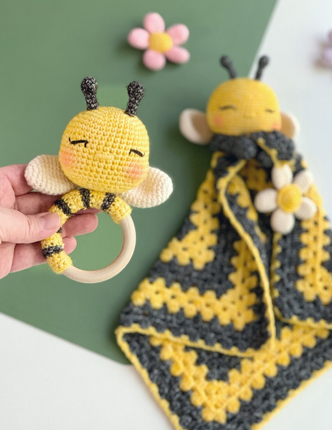 Honey the Bee Lovey and Rattle Amigurumi Crochet Pattern - Etsy