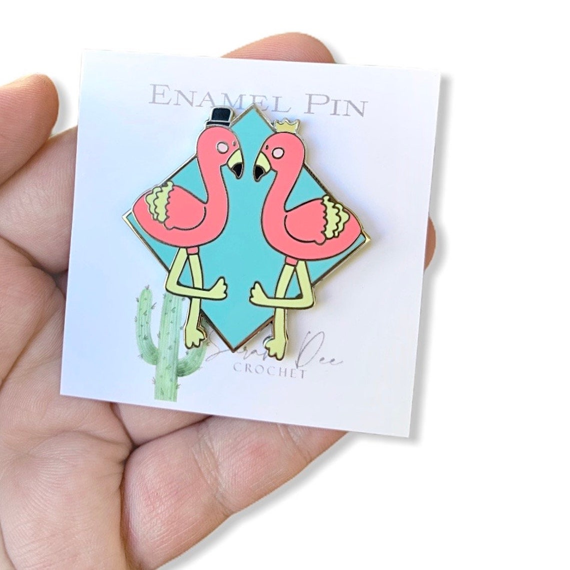 Nicola and Phineas Flamingo Enamel Pin - Etsy