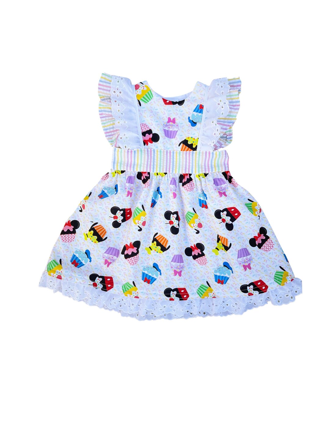 Minnie and Daisy Cupcake Pinafore Dress, Theme Park Dress, Birthday or ...