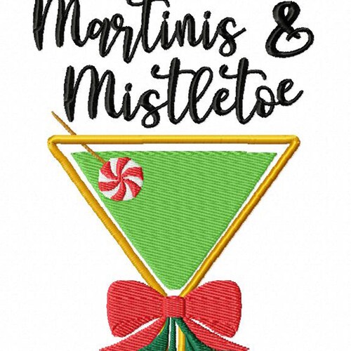 Martinis & Mistletoe A Fun Machine Embroidery Machine Design - Etsy