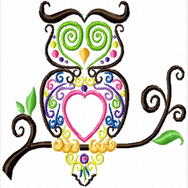 Colorful Owl A Machine Embroidery Design | Etsy