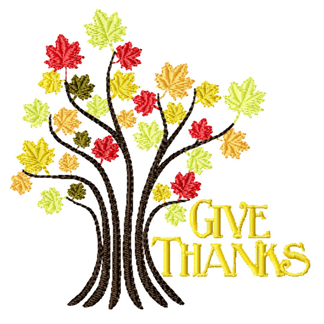 Give Thanks Tree -machine Embroidery Design for Thanksgiving - Etsy