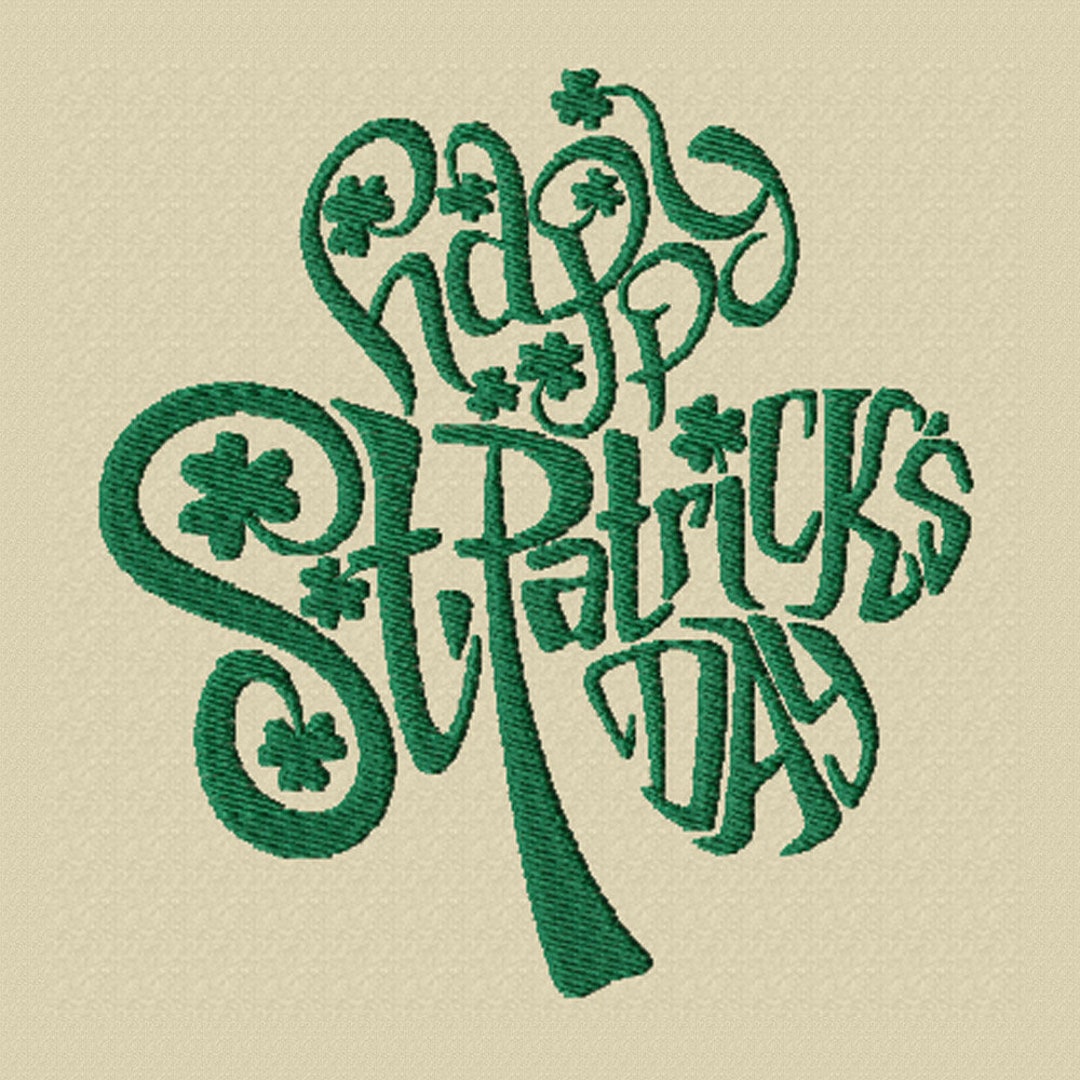 Happy St. Patrick's Day -A Shamrock Shaped Machine Embroidery Design ...