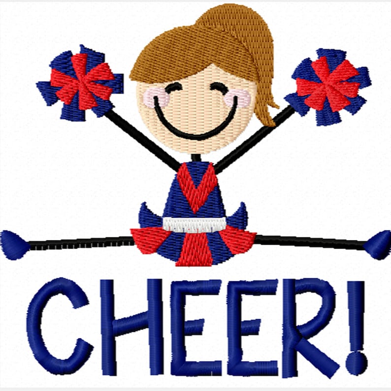 Stick Figure Cheerleader -A Machine Embroidery Design for Girls - Etsy