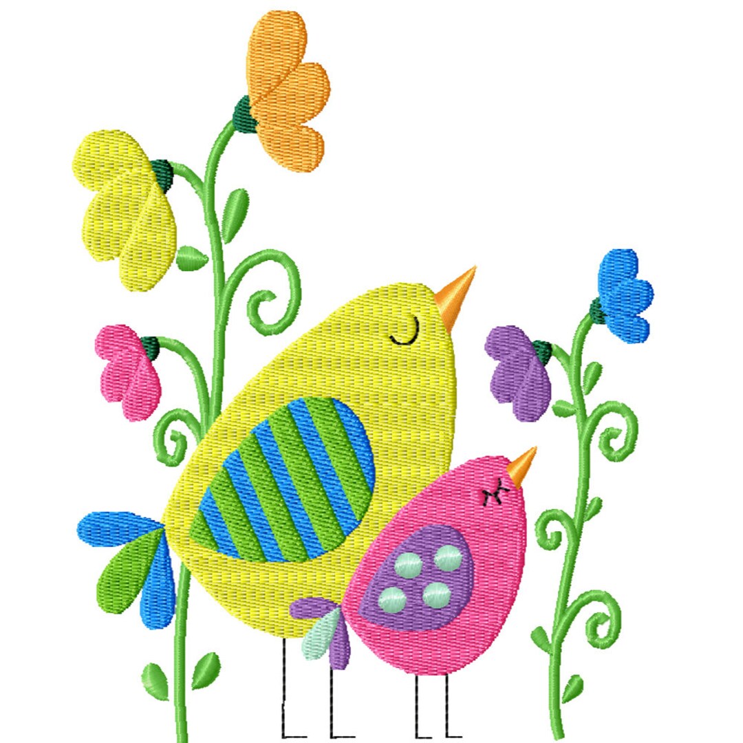 Little Birds -A Machine Embroidery Design for Spring and Summer -2 ...
