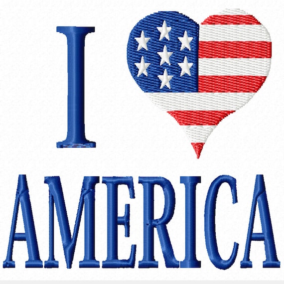 I Love America A Patriotic Machine Embroidery Design for the | Etsy