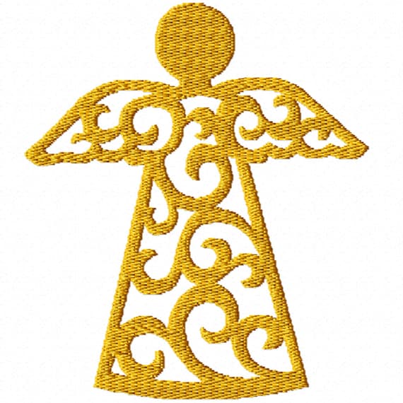 Scroll Work Angel A Machine Embroidery Design for Christmas | Etsy