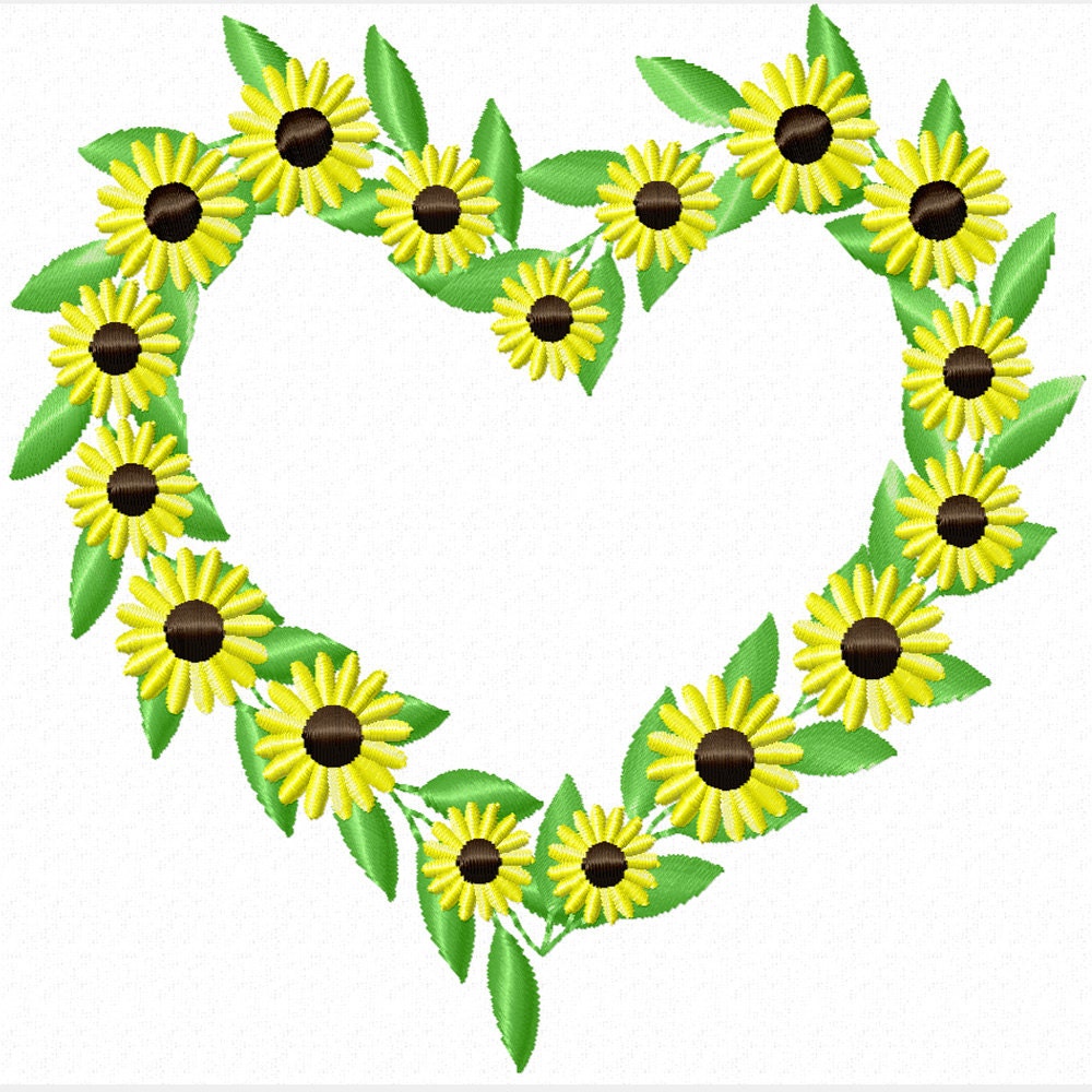 Daisy Heart Wreath -A Machine Embroidery Design - Etsy
