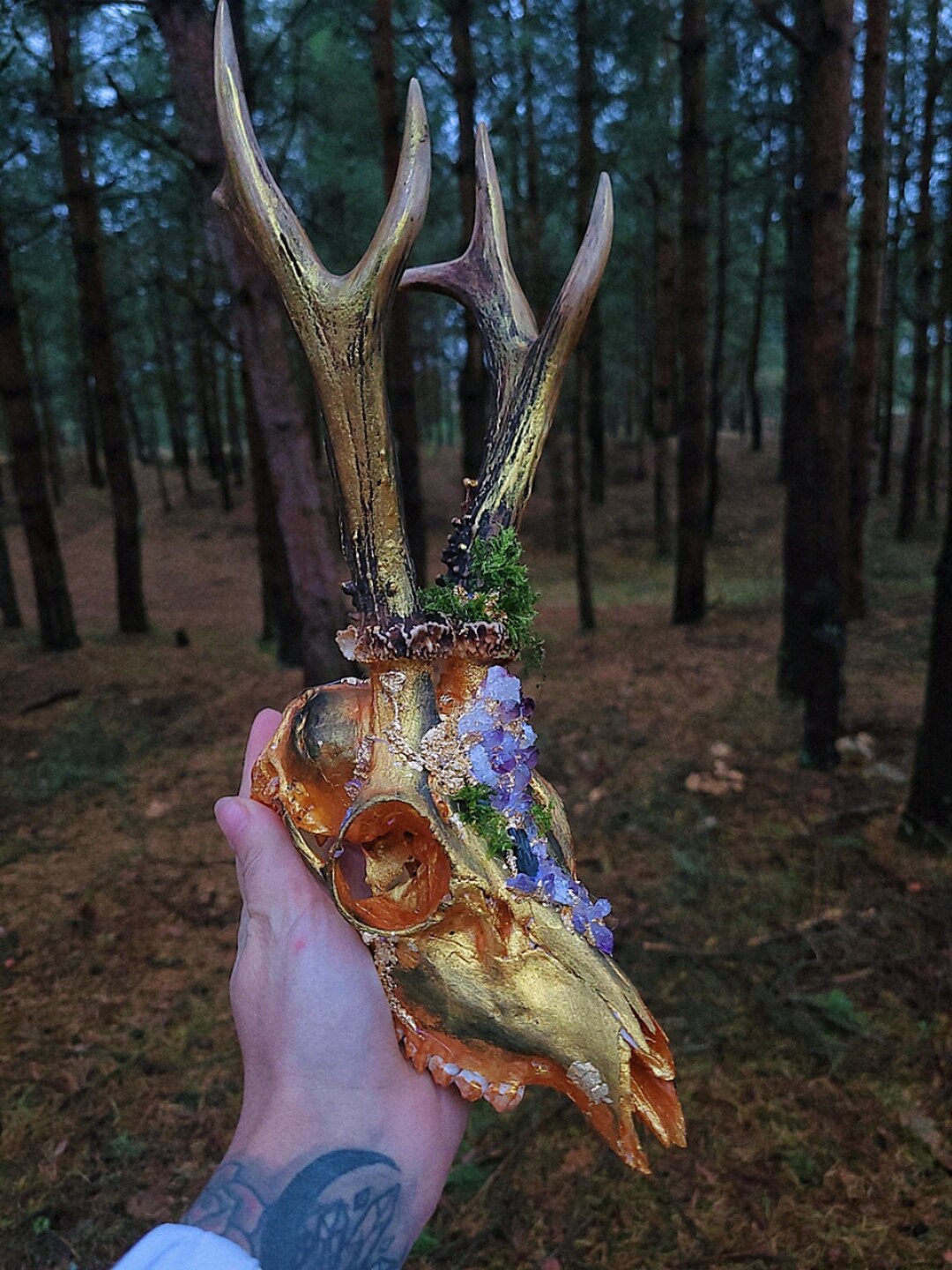 Skull,gold Skull, Witch Skull, Atlar Skull, Pagan Skull - Etsy