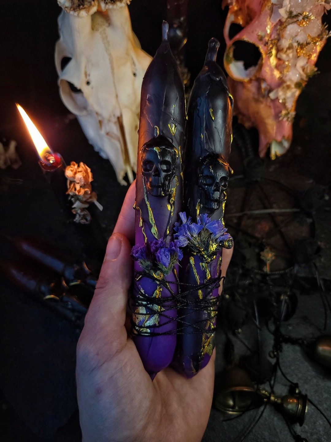 Witch Candles , Witch Altar Candles, Purple Black Candles, Ritual ...