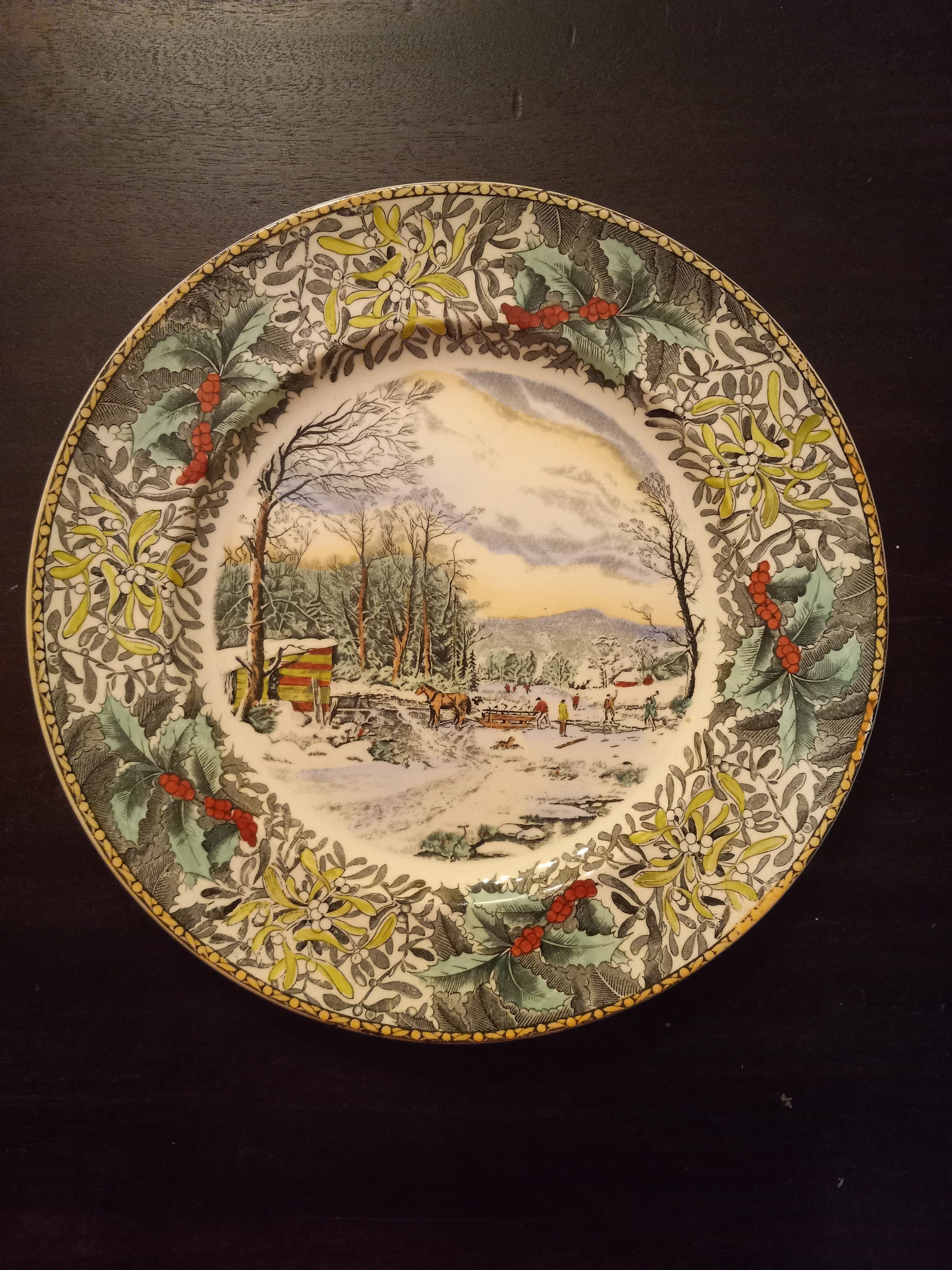 Antique Currier & Ives Winter Scenes Plates by Adams China - Etsy