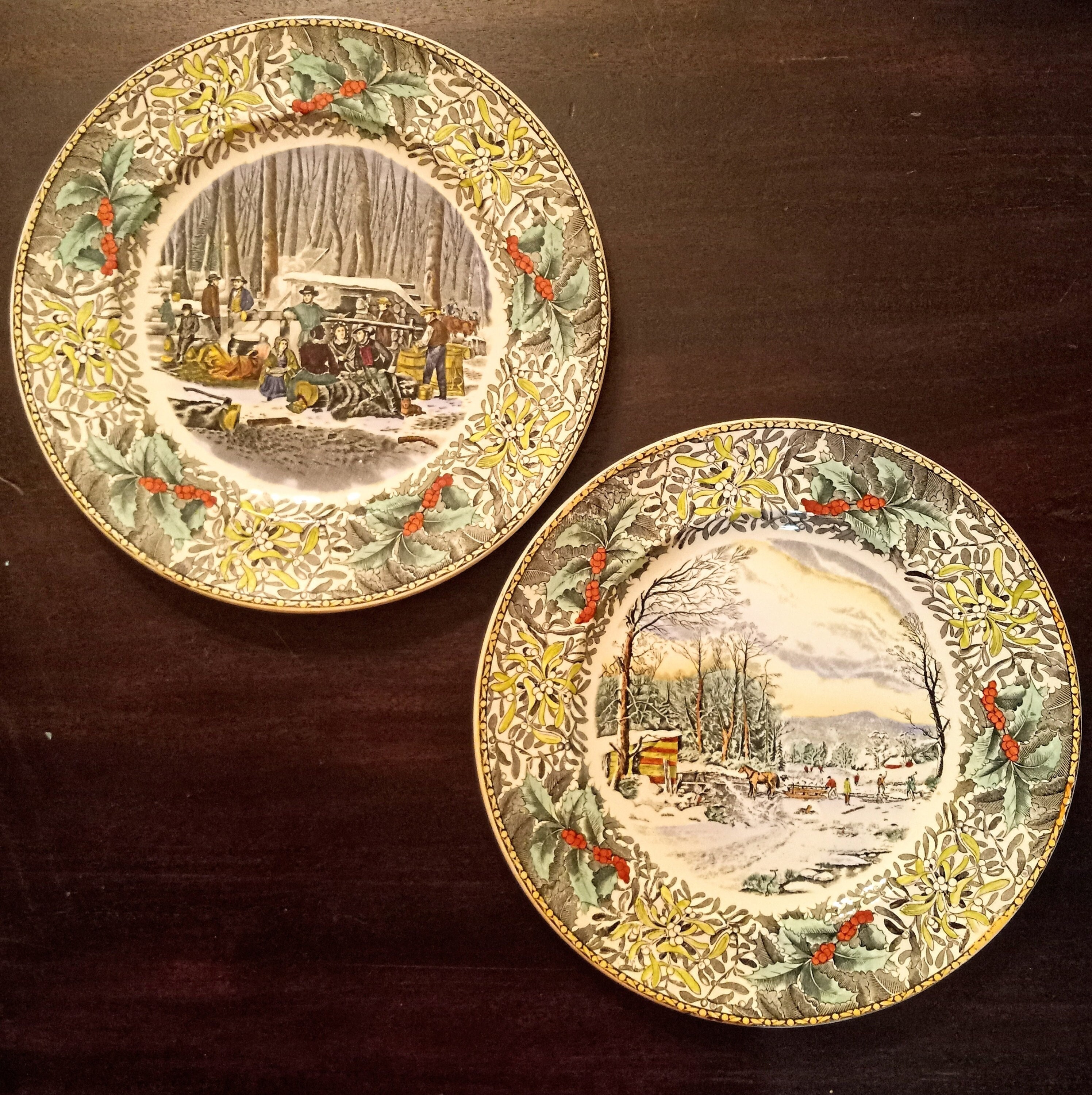Antique Currier & Ives Winter Scenes Plates by Adams China - Etsy