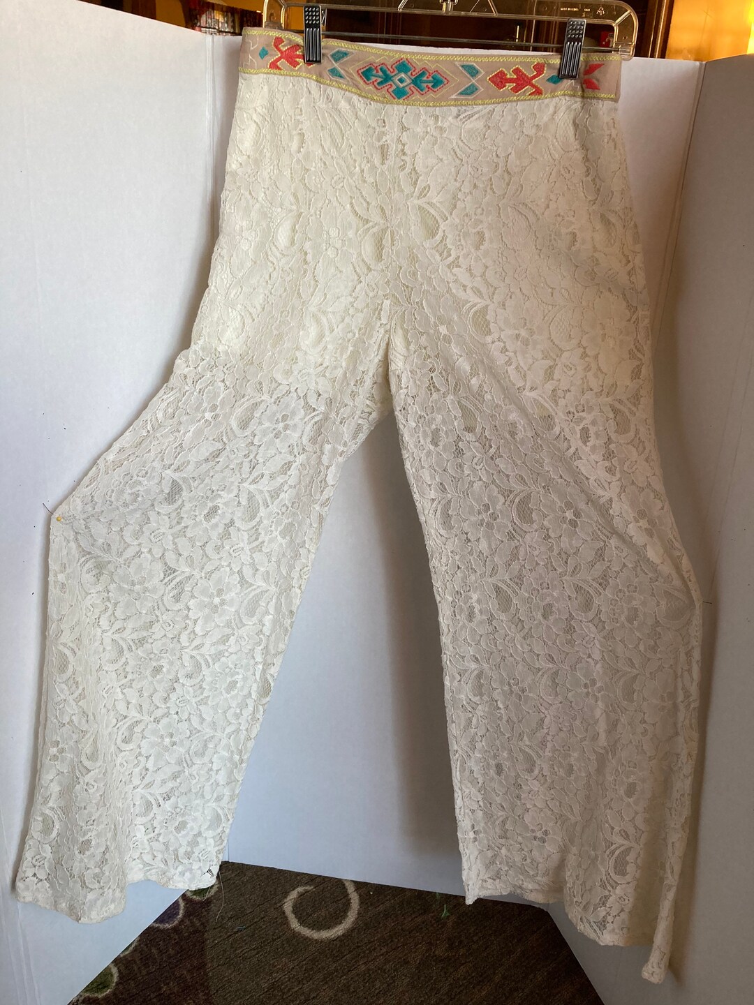 White Lace Pants - Etsy