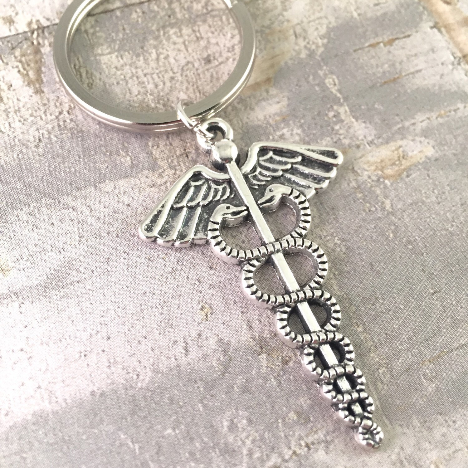 Doctor keychain Caduceus Charm keychain Nurse Graduate | Etsy