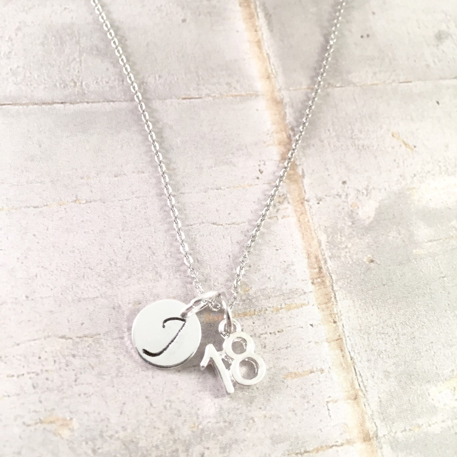 Birthday necklace Number 18 Charm Necklace 18th birthday | Etsy